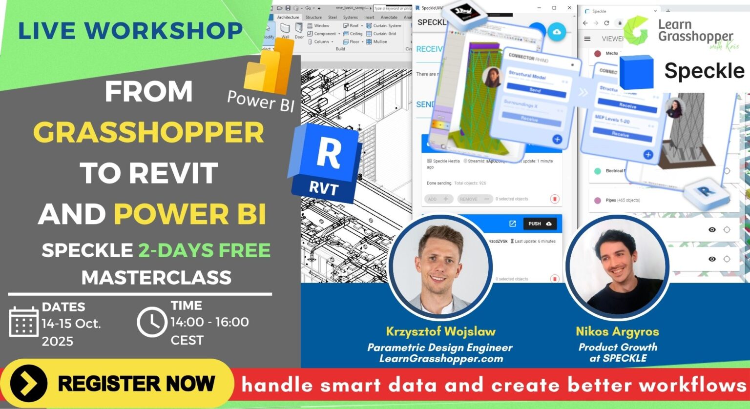 Free Speckle Masterclass: From Grasshopper to Revit and Power BI – day ...